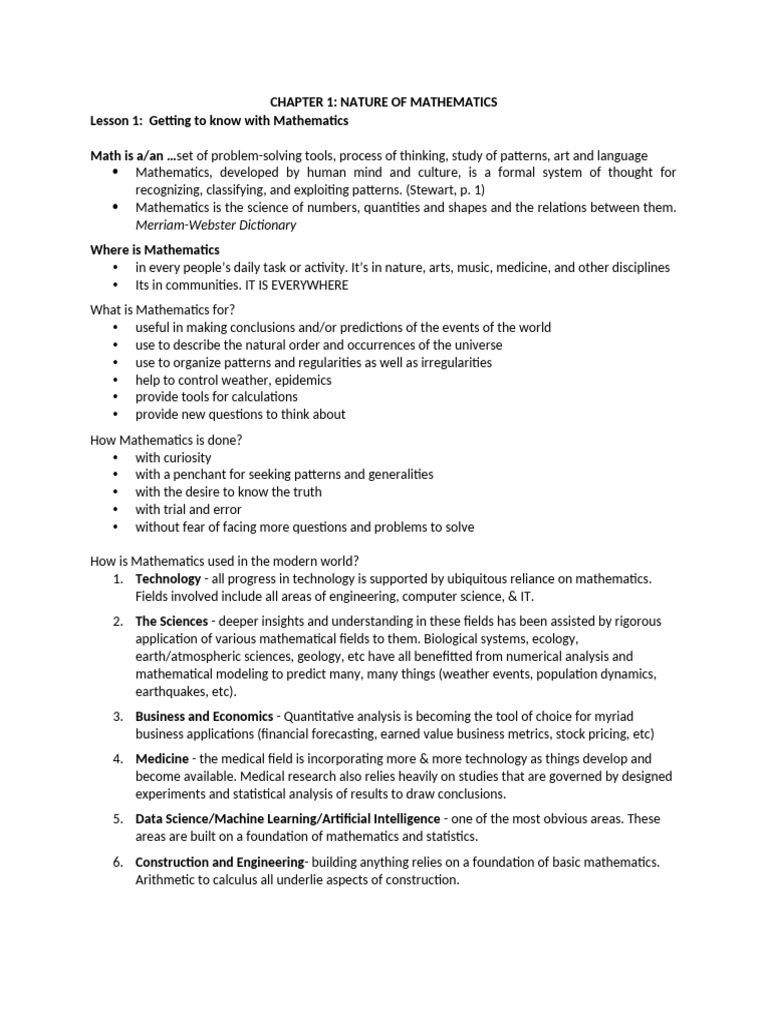 MMW Lesson 1 and Lesson 2 | PDF