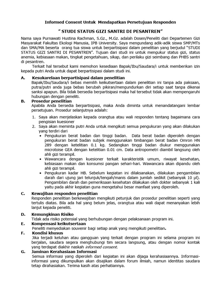 Informed Consent Print Husnul Hidayah | PDF