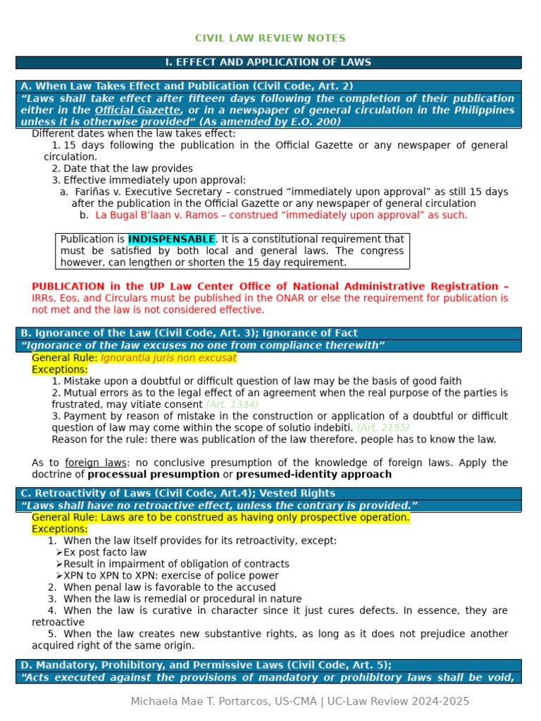 Civil Law Review Notes | PDF