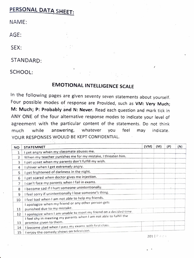 Emotional Intelligence Questionnaire | PDF