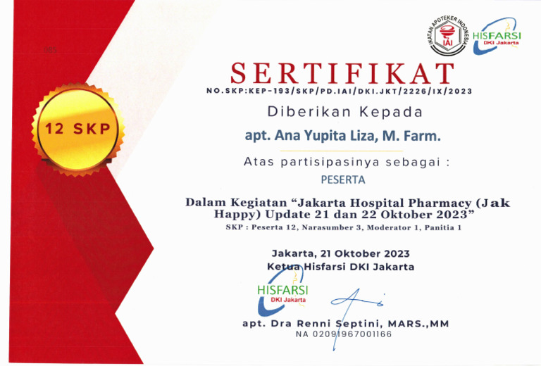 Sertif Jak Happy - Ana Yupita Liza | PDF