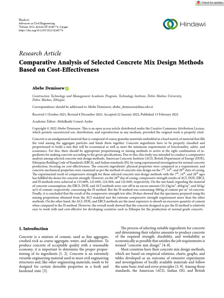 Advances in Civil Engineering - 2022 - Demissew - Comparative Analysis ...