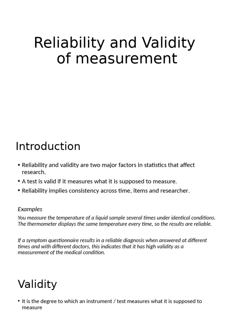 Reliability and Validity | PDF