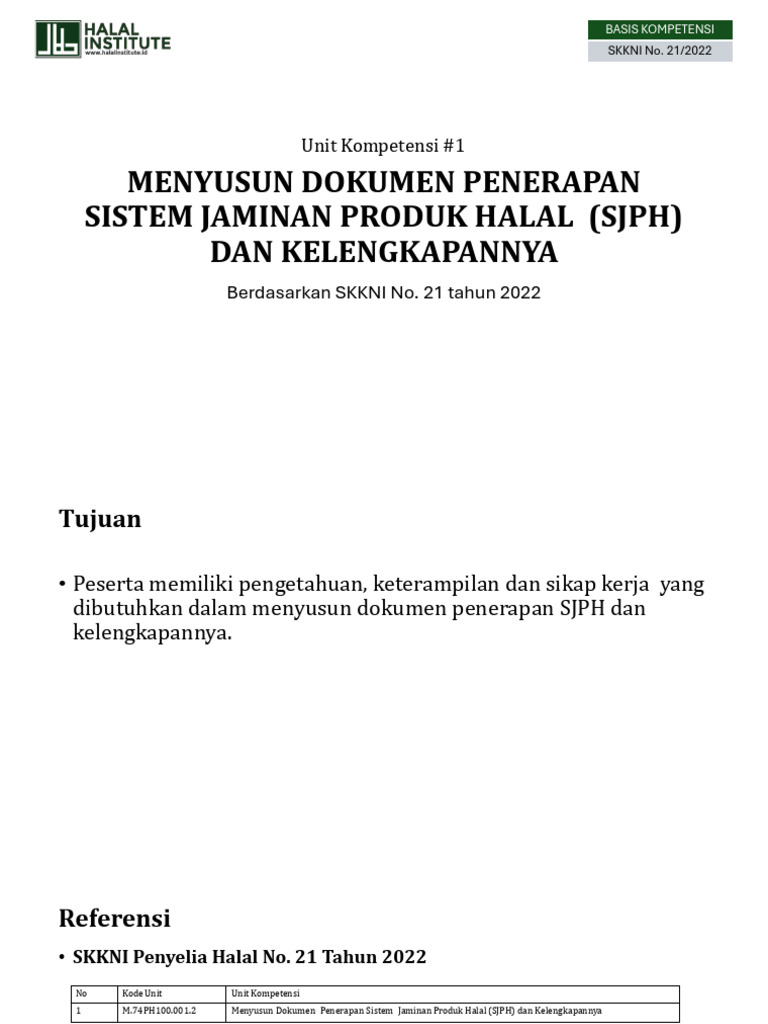 UK1 - Menyusun Dokumen Penerapan SJPH Dan Kelengkapannya | PDF