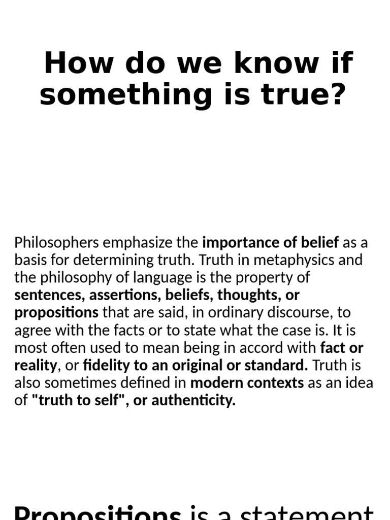 How Do We Know If Something Is True | PDF