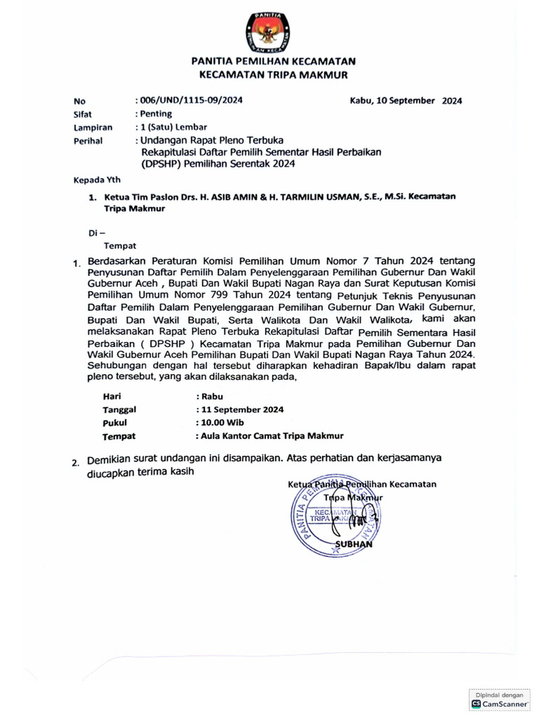 Und Rapat Pleno DPSHP 1 | PDF