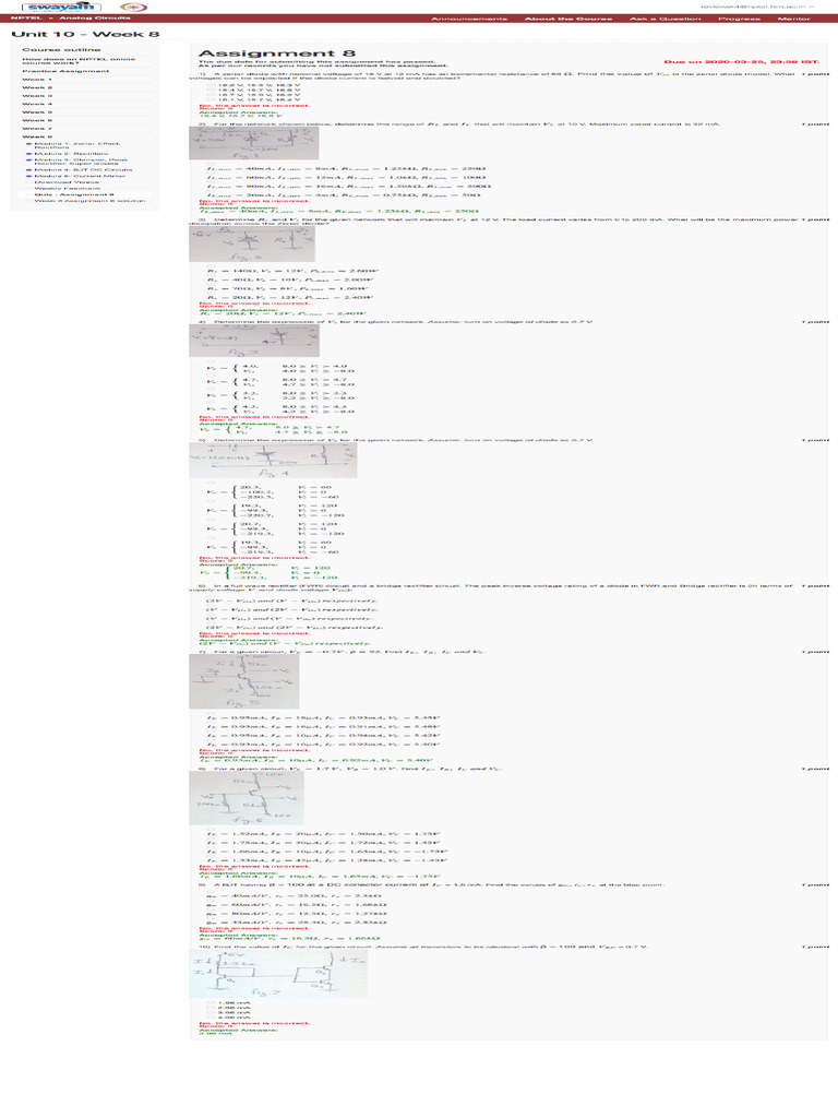 Analog Circuits Prof. Jayanta Mukherjee Noc20 - Ee24 - Assigment - 9 | PDF