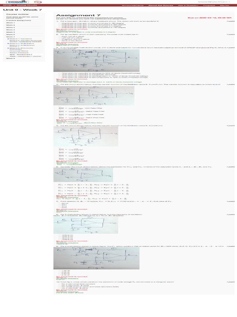 Analog Circuits Prof. Jayanta Mukherjee Noc20 - Ee24 - Assigment - 8 | PDF