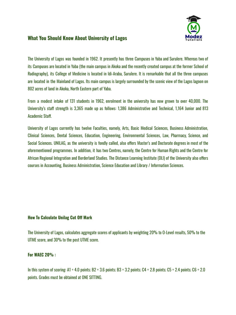 How To Calculate Your Unilag Aggregate Score | PDF