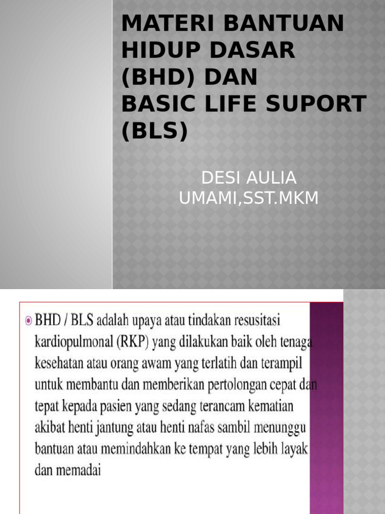 Materi Bantuan Hidup Dasar (BHD) Dan Basic Life Suport (BLS) | PDF