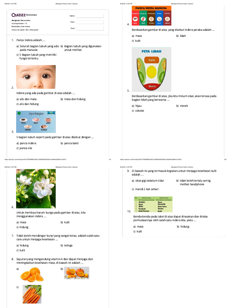 Quizizz - Mengenal Panca Indra 2 | PDF
