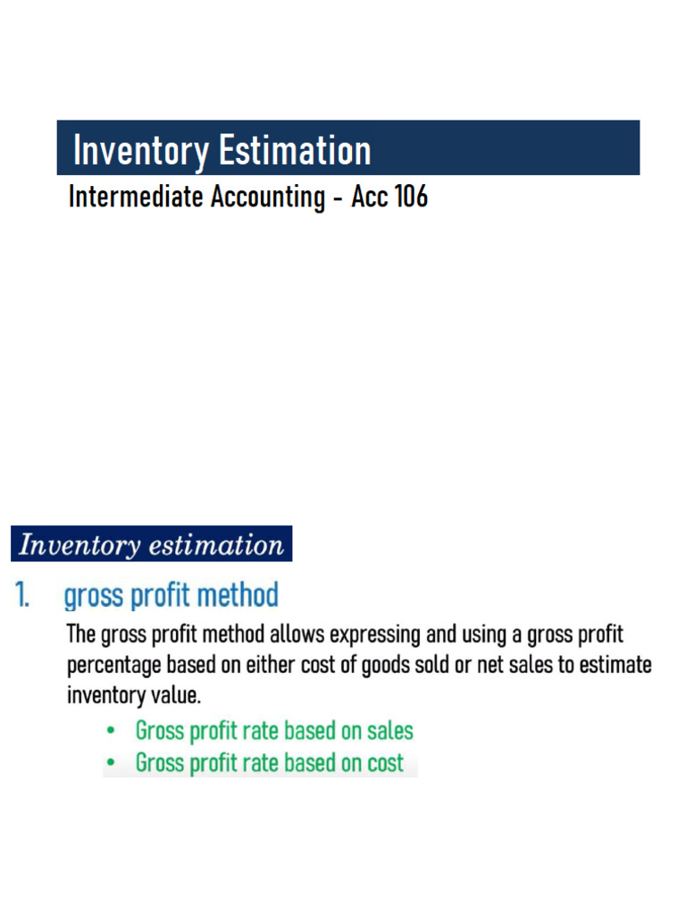 ACC 106 Inventory-Estimation | PDF