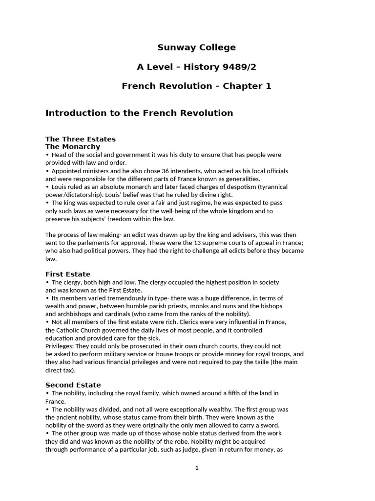 French Revolution Chpater 1 | PDF French Revolution Chpater 1 | PDF
