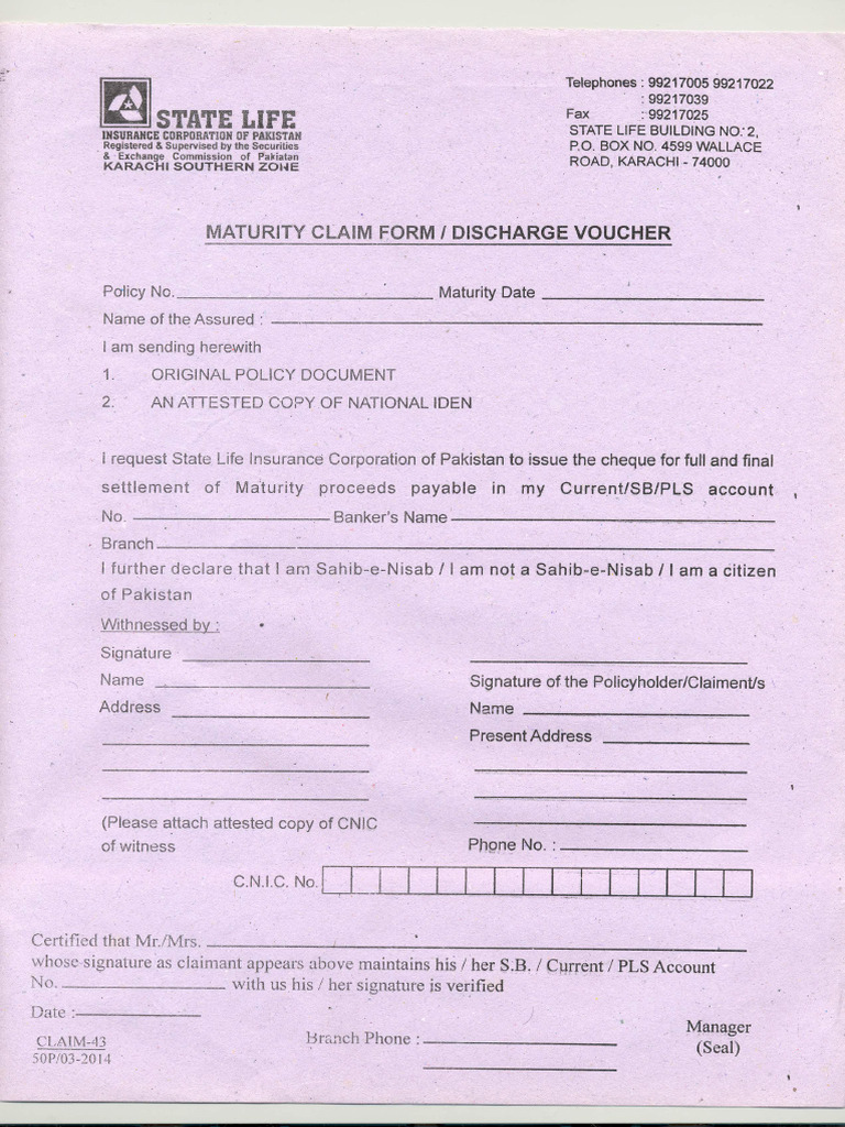 Maturity Claim Discharge Voucher - 20240524152839 | PDF