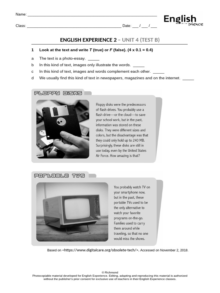 Tests Unit4 B Vol2a Ef2 | PDF