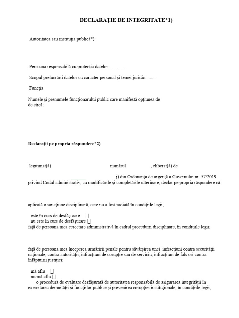 4b. Declaratie de Integritate | PDF