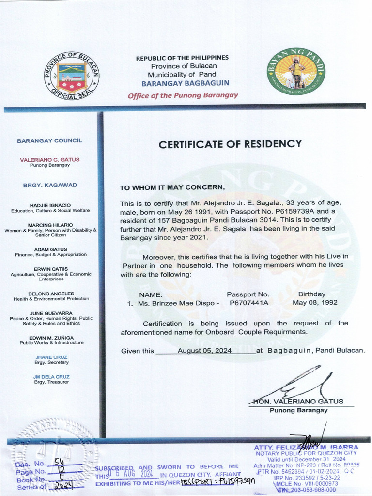 Certificate of Residency | PDF