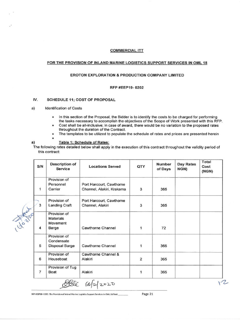 ITT - Commercial - Provision of Inland Marine Logistics Services in ...