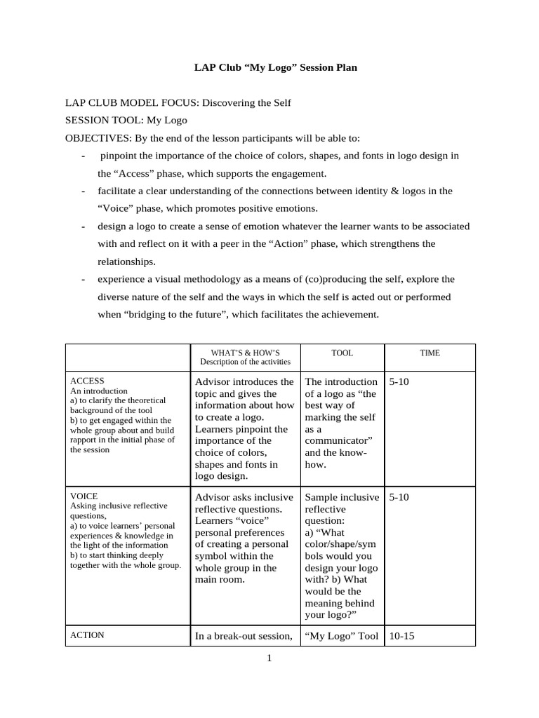 My Logo - Session Plan | PDF | Logos | Experience