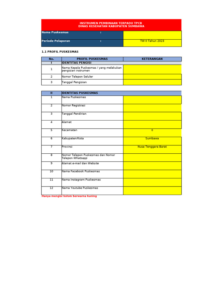 Instrumen Pembinaan Terpadu TPCB | PDF