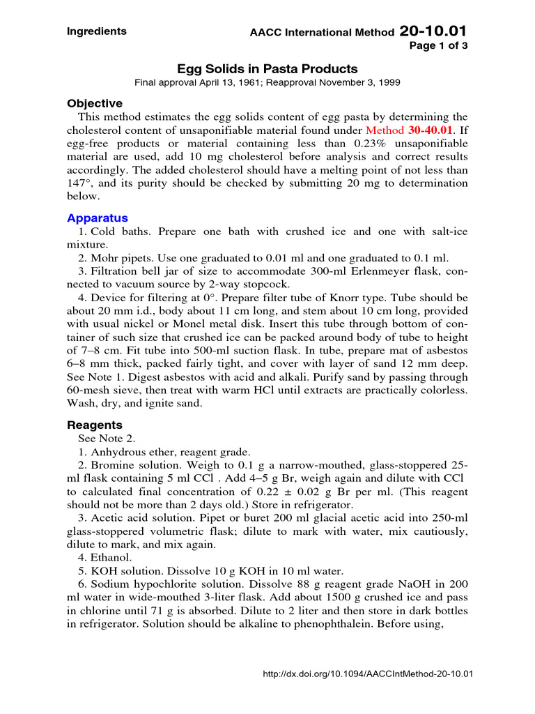 Objective: Egg Solids in Pasta Products | PDF