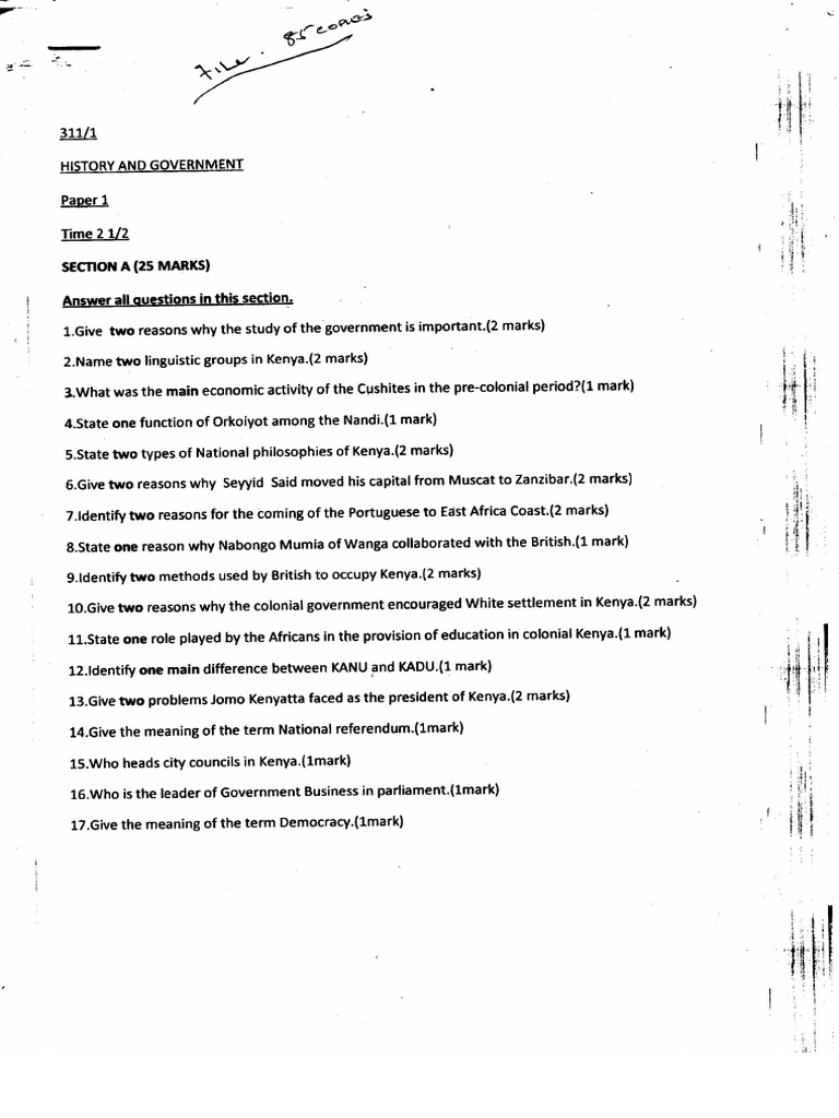History Assignments - Form 3 - History | PDF