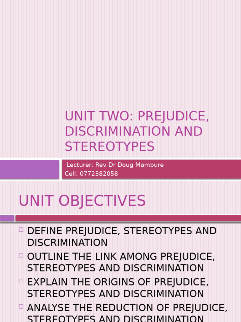 Unit 2 Stereotypes, Prejudice and Discrimination | PDF