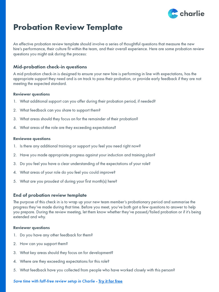 Probation Review Template | PDF