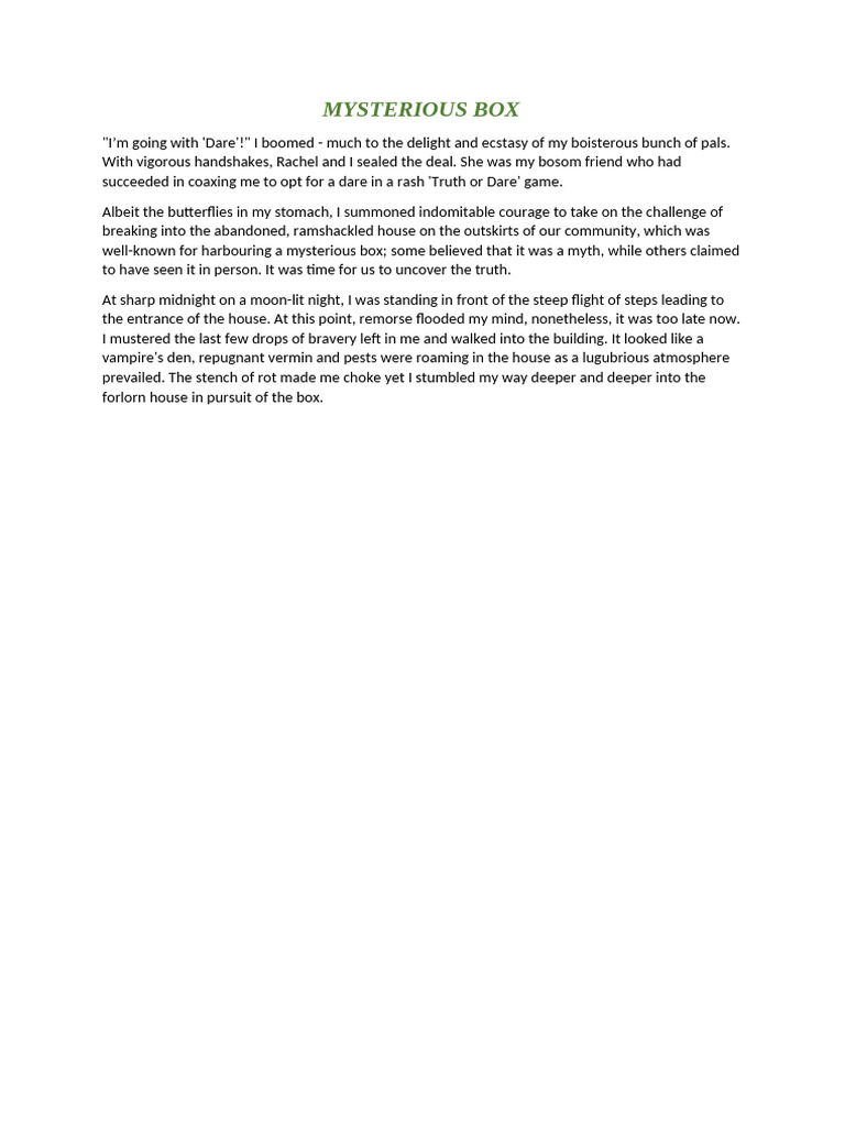 MYSTERIOUS BOX | PDF
