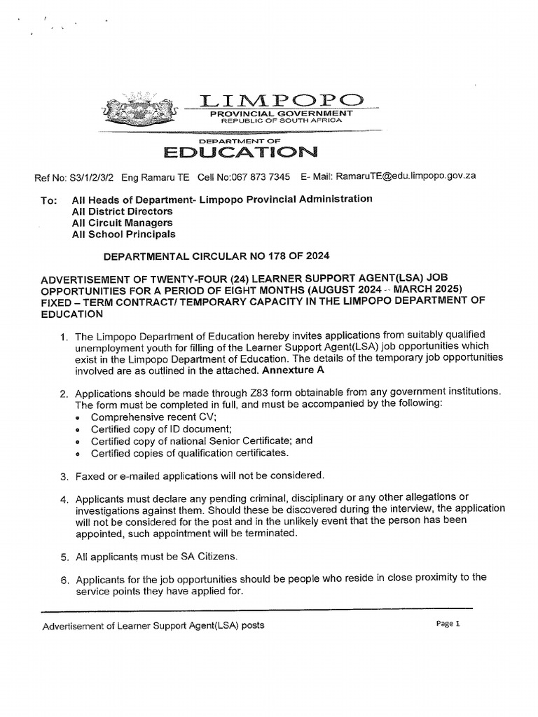 Learner Support Agent Circular 178 PDF | PDF