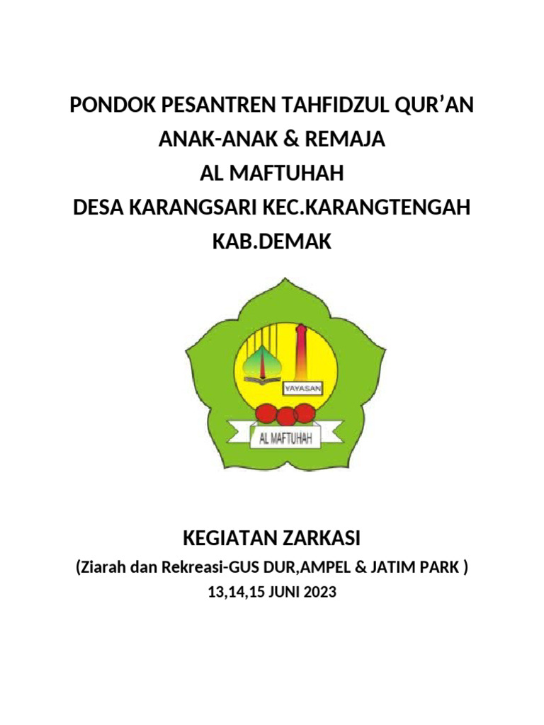 Panduan Zarkasi PPTQ Al Maftuhah | PDF