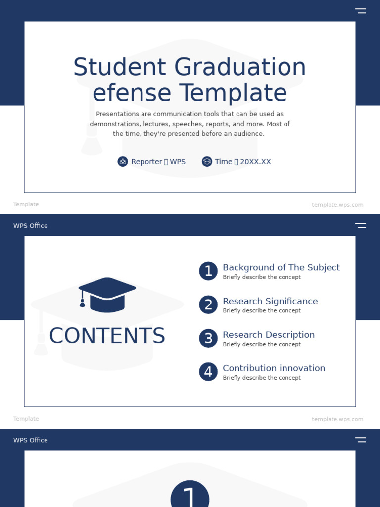 Blue Simplified Student Graduation Defense PPT Template | PDF