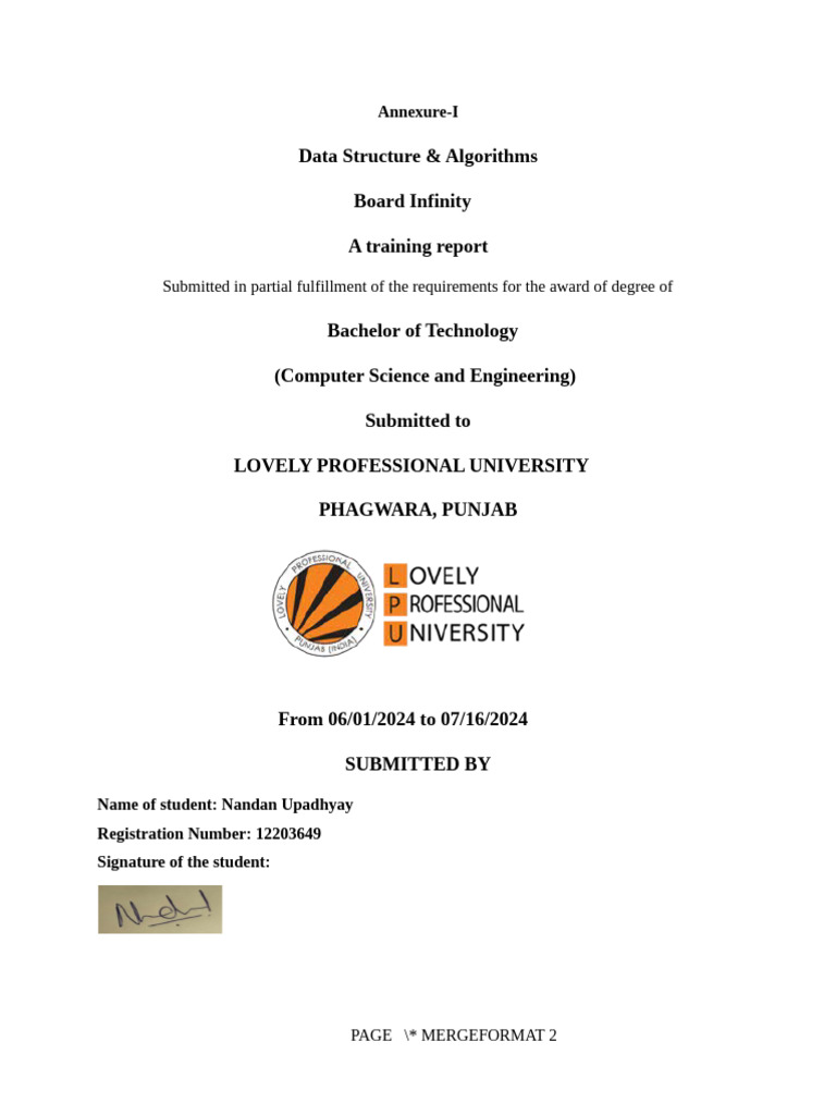 Nandan Dsa Report | PDF