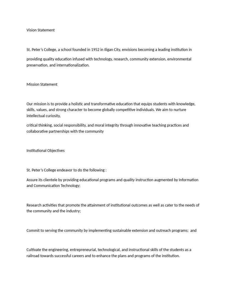 Vision Statement | PDF