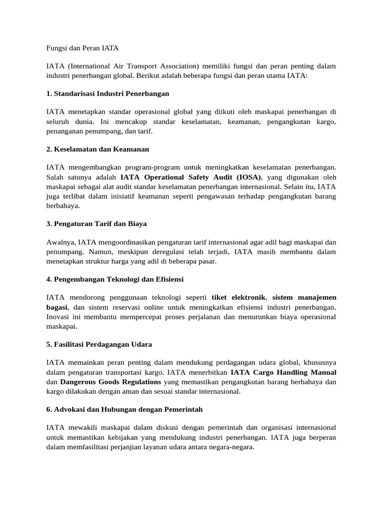 Fungsi Dan Peran IATA | PDF