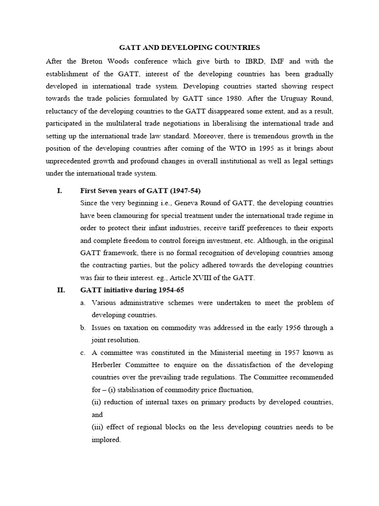 Gatt & Developing Countries | PDF