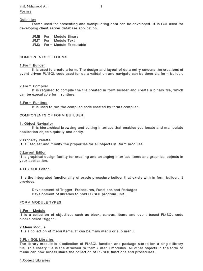 Understanding Forms Modules and Components in Oracle Forms | PDF | Parameter (Computer ...