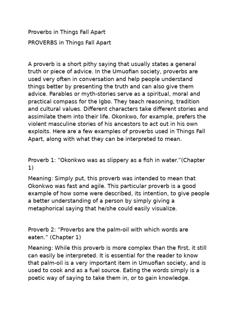 Proverbs in Things Fall Apart | PDF | Proverb