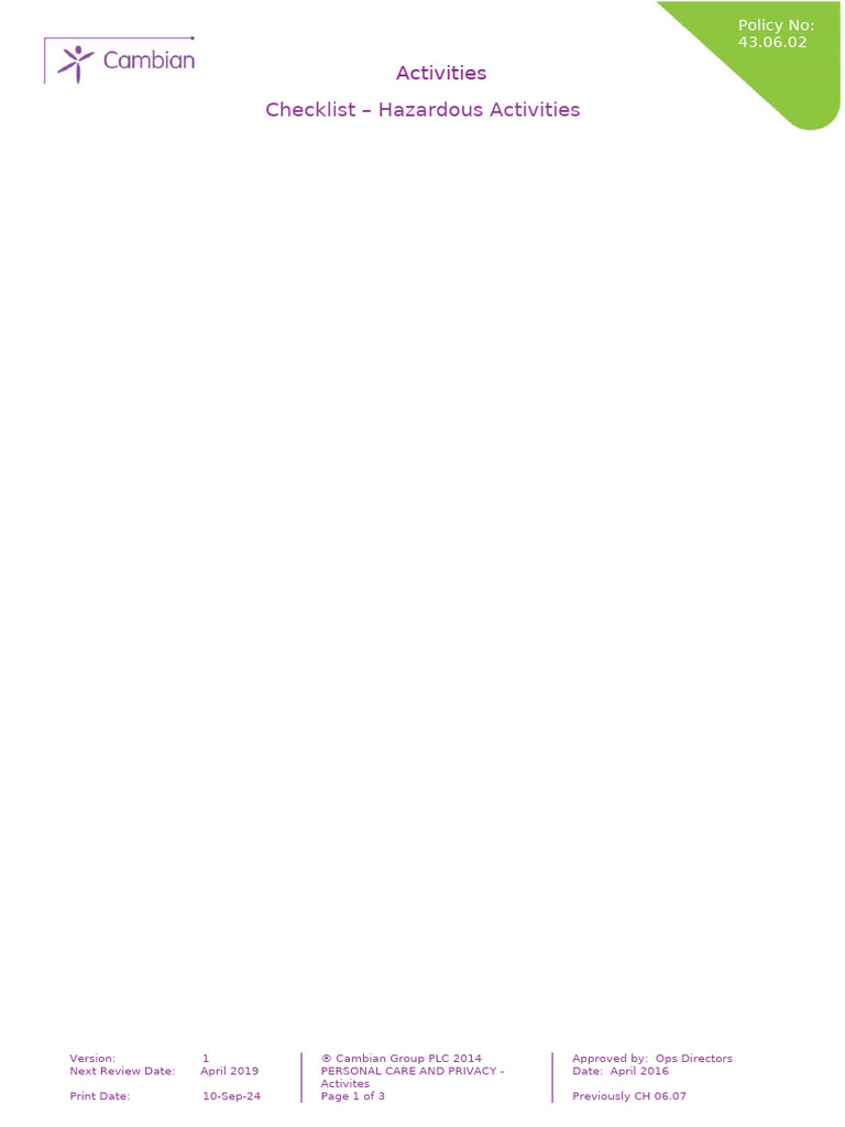 Hazardous Activities | PDF