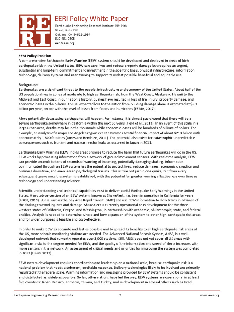 Eeri Whitepaperonly Eew 2019 | PDF