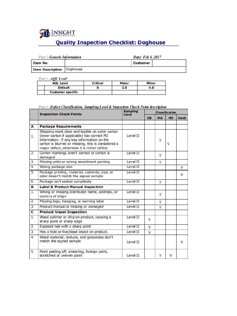 1st Page of A QC Checklist Template | PDF