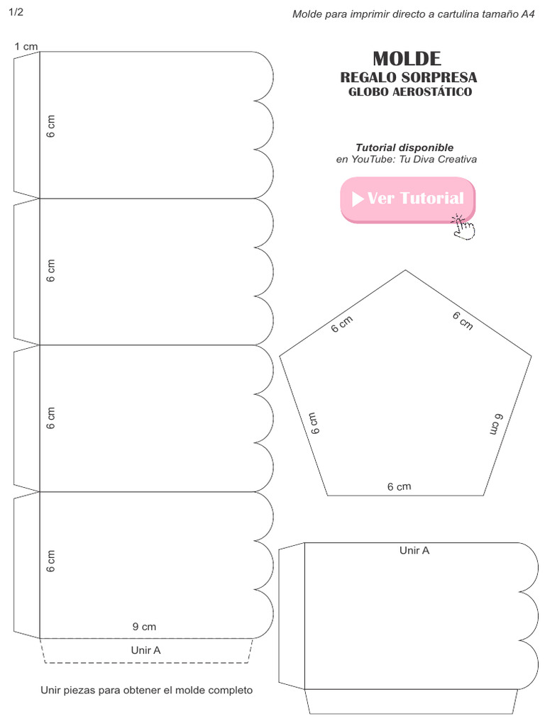 Plantilla Molde Globo Aerostático A4 | PDF | Hogar, jardinería y bricolaje