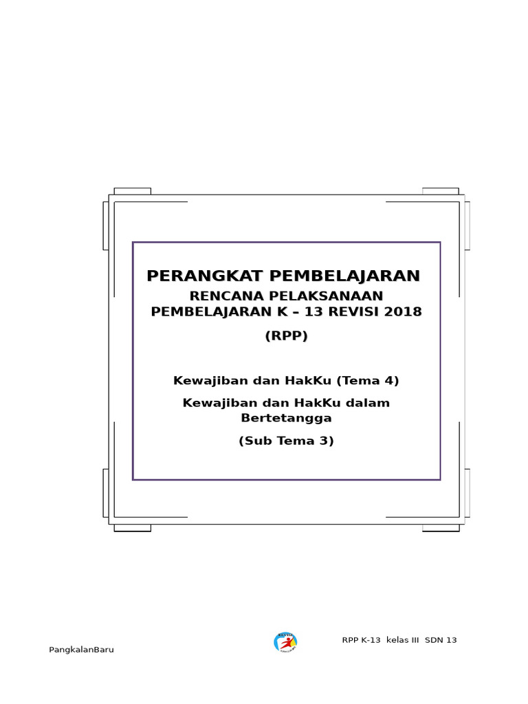 RPP K3 Tema 4 ST 3 Rev. 2018 | PDF