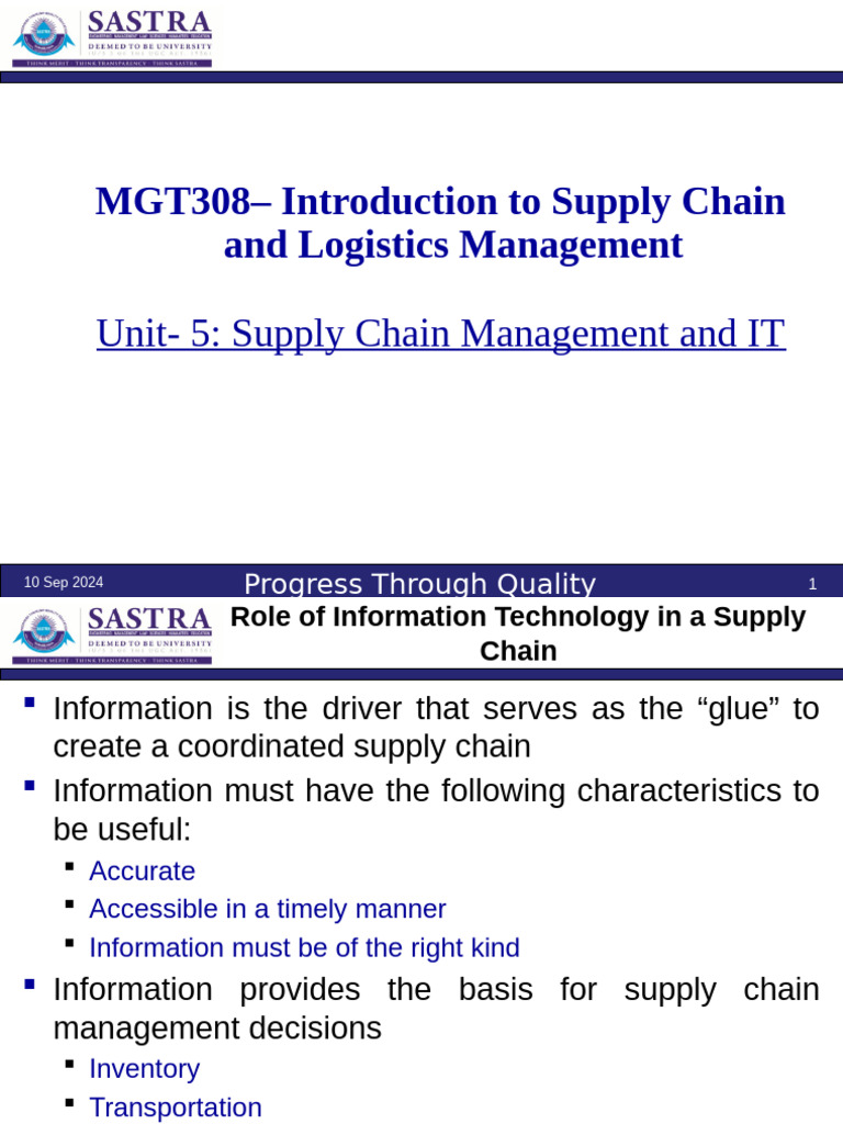 Unit-5 - Introduction To Supply Chain and Logistics | PDF