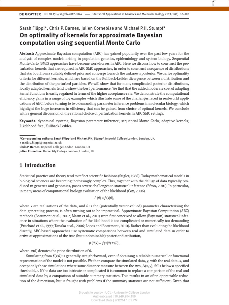 On Optimality of Kernels For Approximate Bayesian Computation Using ...