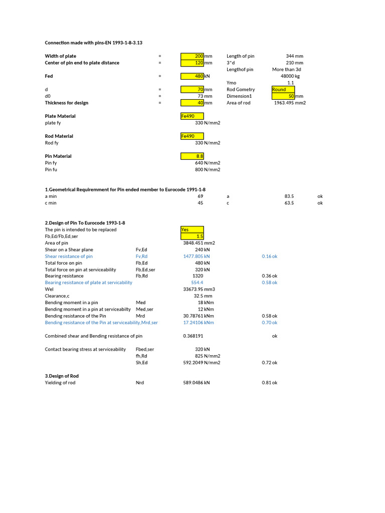 Padeye Excel Calculation-480kn | PDF