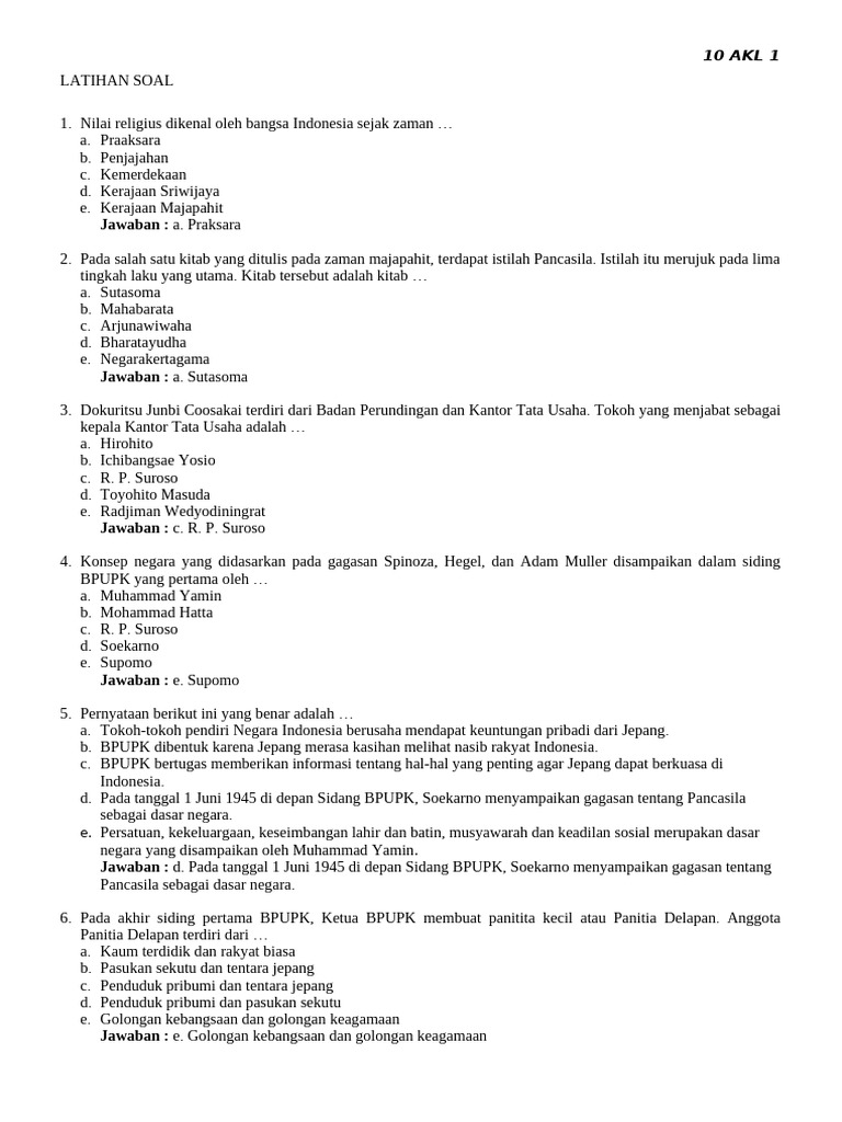 Latihan Soal PKN | PDF