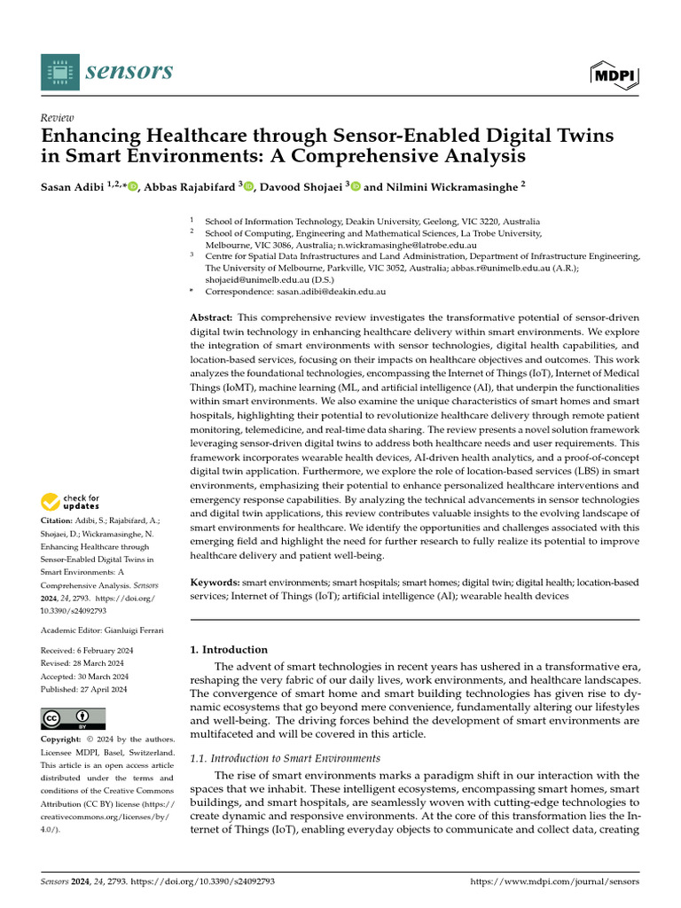 Enhancing Healthcare Through Sensor-Enabled Digita | PDF