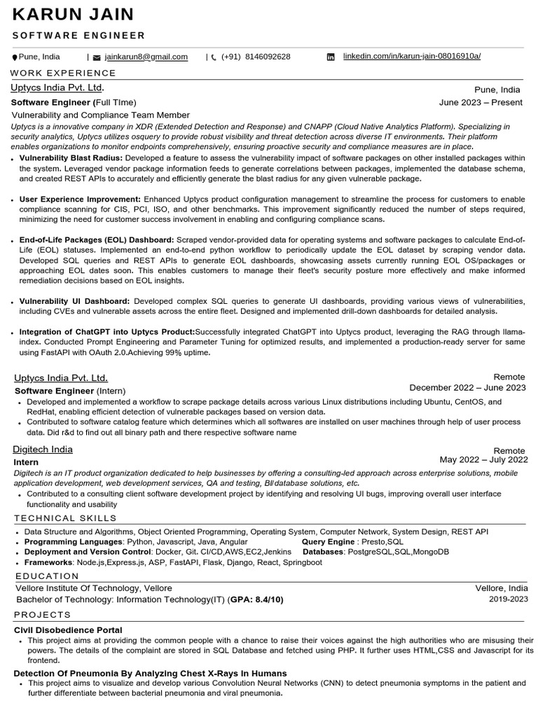 Karun Resume | PDF
