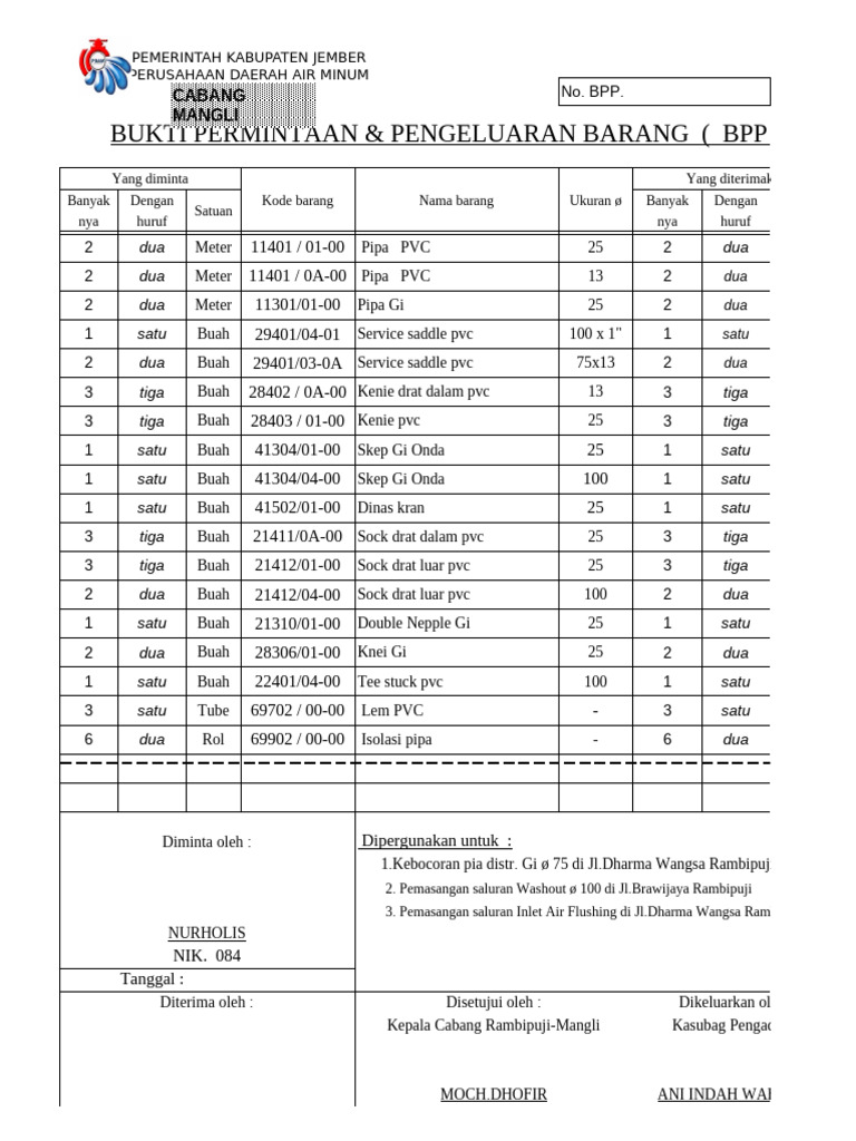 BPP BCR Jl.D.wangsa Brawjay Spui | PDF
